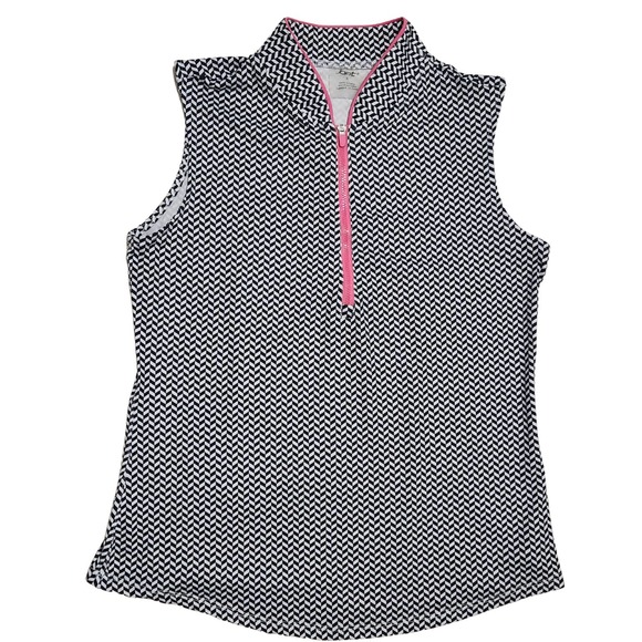 Jofit | Tops | Jofit Sleeveless Black White Pink 2 Zip Polo S | Poshmark